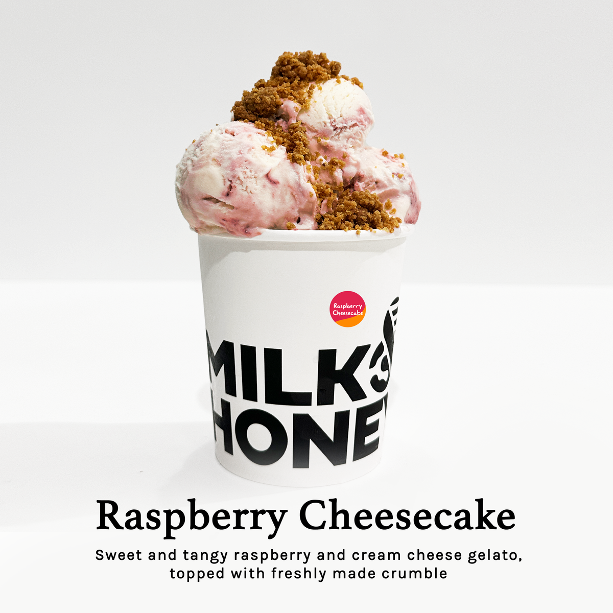 Raspberry Cheesecake Gelato Pint – choc a bloc